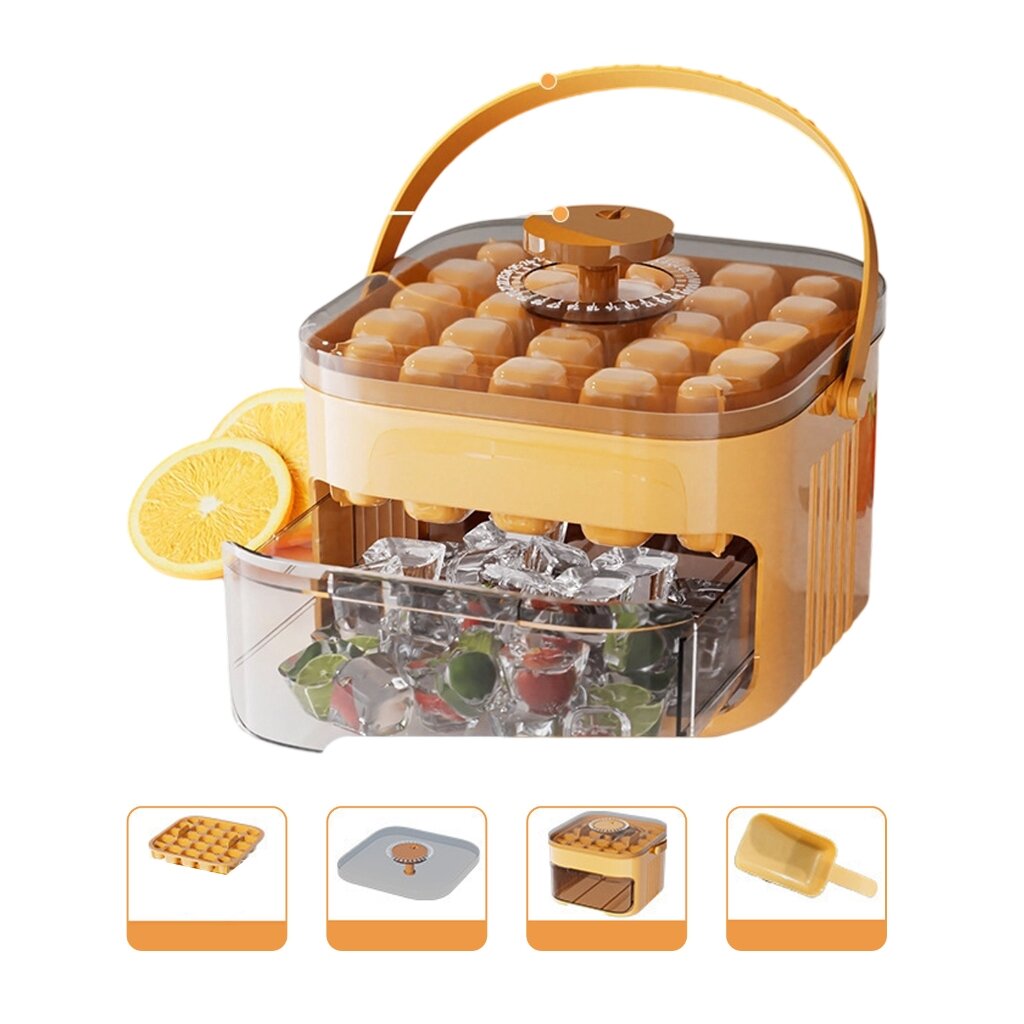 Многоразовая Коробка Для Льда Пресс-типа с Крышкой и Бункером Пластиковая Льдогенератор Холодильник Форма Для Льда Для Кофе и напитков Проста в использовании