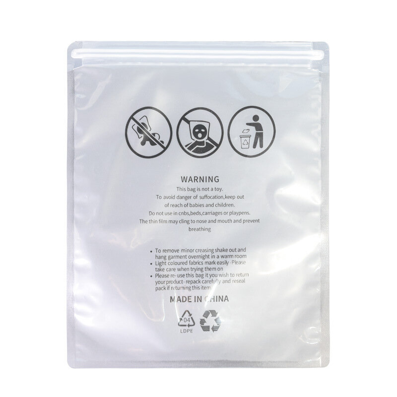 Упаковка Hualiang в наличии, экспортные прозрачные пакеты с предупреждением Amazon, пакеты с молнией для одежды, вакуумные пакеты для кросс-граничной торговли Temu