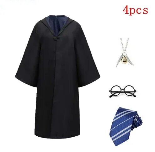 Костюм Гарри Поттера для взрослых и детей, комплект Гриффиндор Темно-синий, L, 4pcs 3