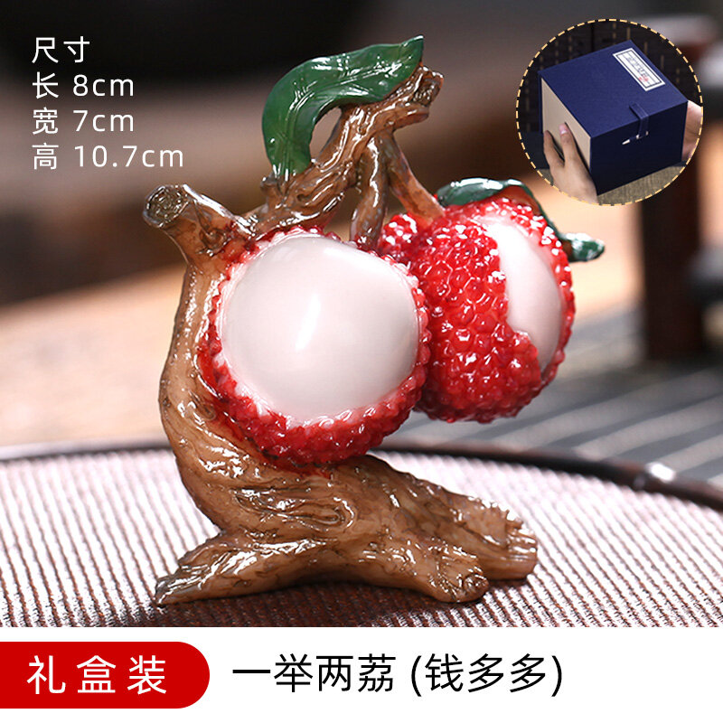 Цветной чайный питомец личи, маленький орнамент премиум-класса, можно хранить на чайном столе, поднос для чая, высококачественное украшение для чайного стола, заваривание чая