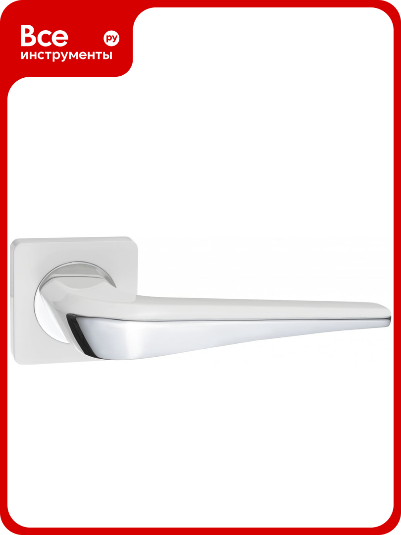 Дверная ручка Ренц Фиоре супер белый/хром блестящий КВ, гальваническое покрытие, квадратная форма межкомнатных дверей