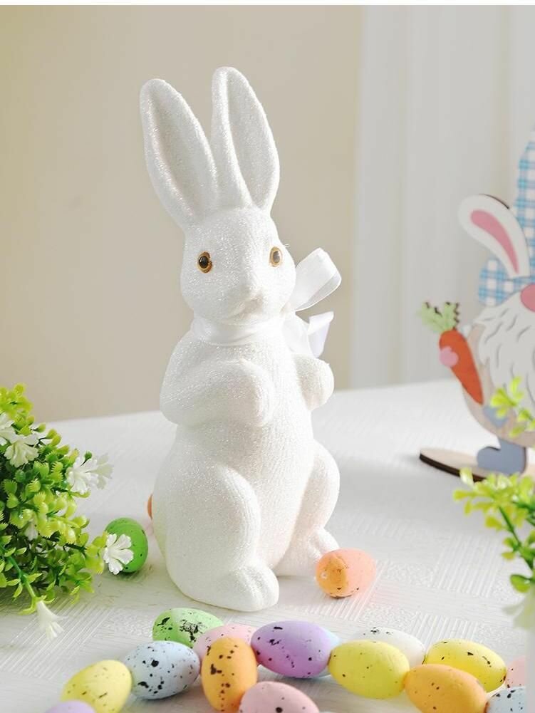 Фигурка пасхального кролика, блестящие блестки, пасхальное украшение для дома