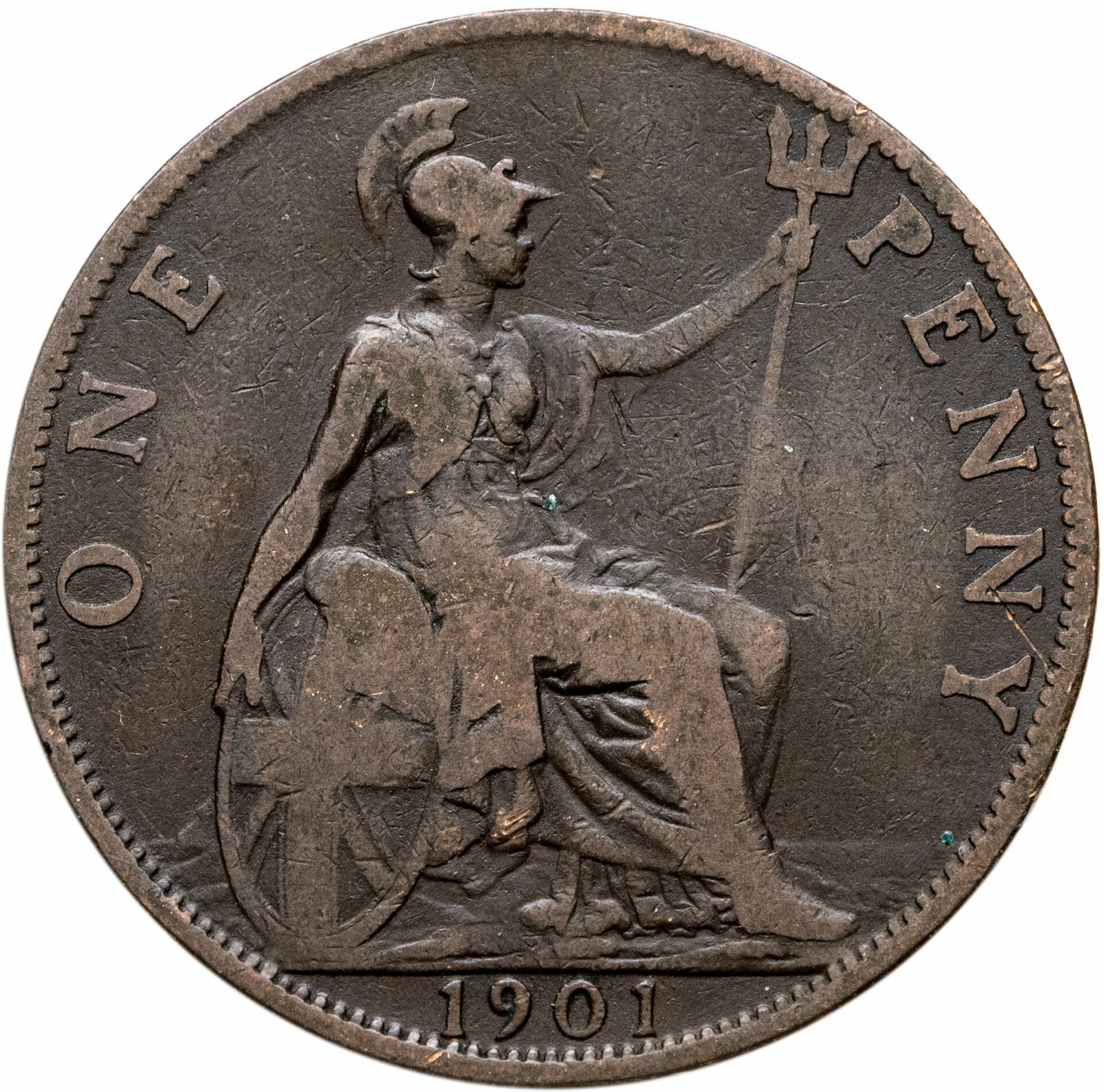 Великобритания 1 пенни penny 1901, Бронза, в сохранности F-VF