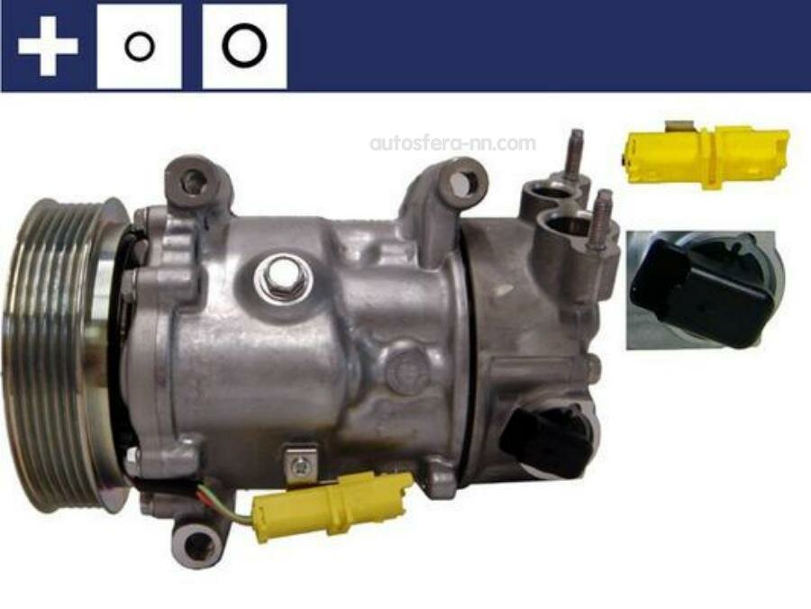 MAHLE ACP14000S Компрессор кондиционера CITROEN: BERLINGO (B9) 1.6VTi/HDi 08-, C3 II 1.1-1.6VTi/HDi 09-, C5 III 1.6HDi/THP 09- \ PEUGEOT: 307 1.4-2.0i/HDi 00-, PARTNER 1.6i/HDi 08-