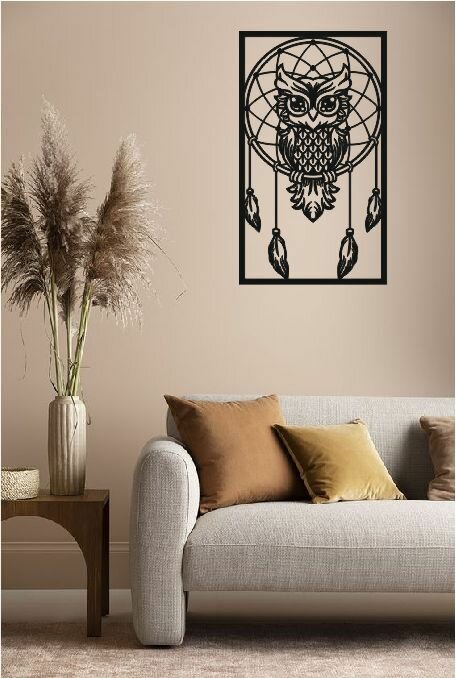 Панно настенное из дерева "Сова" 70х40см / декор для дома