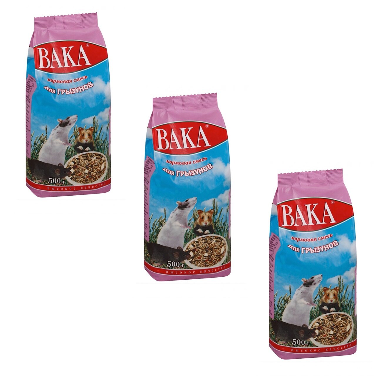 Вака Корм для грызунов 500г,3 шт