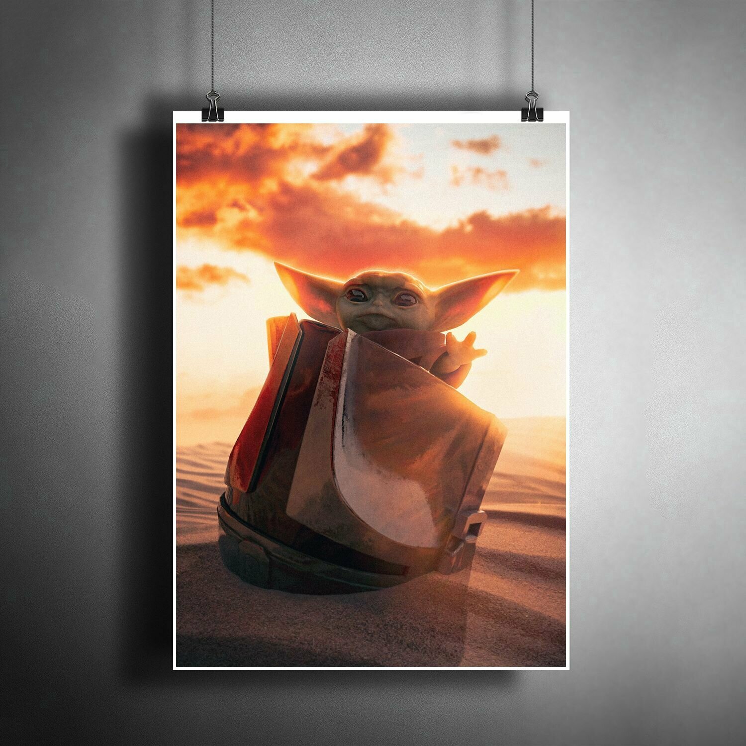 Постер плакат для интерьера "Сериал: Мандалорец. Звёздные Войны. Малыш Йода, Грогу" / Декор дома, офиса, комнаты, квартиры, детской A3 (297 x 420 мм)