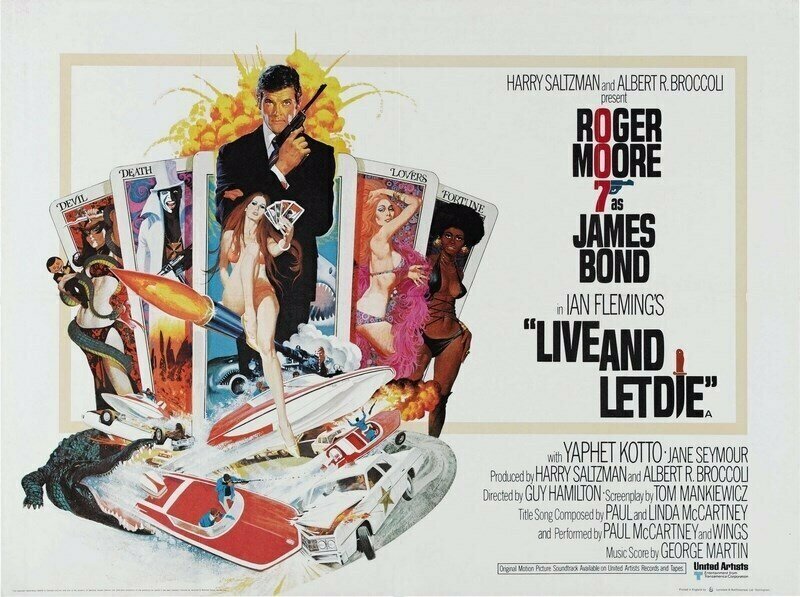 Плакат, постер Джеймс Бонд 08-Живи и дай умереть (Live and Let Die), Гай Хэмилтон на бумаге, размер 21х30см