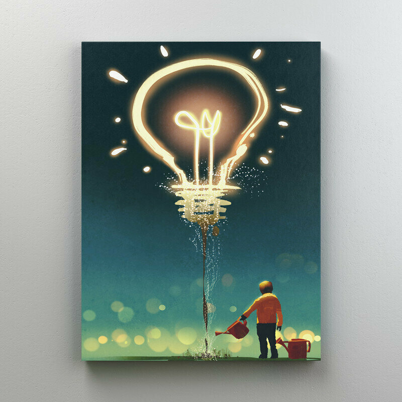 Интерьерная картина на холсте "Человек, выращивающий идею" размер 45x60 см