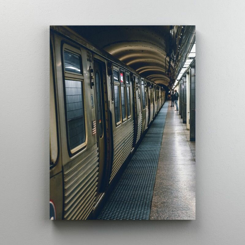 Интерьерная картина на холсте "Поезд в подземке" размер 30x40 см