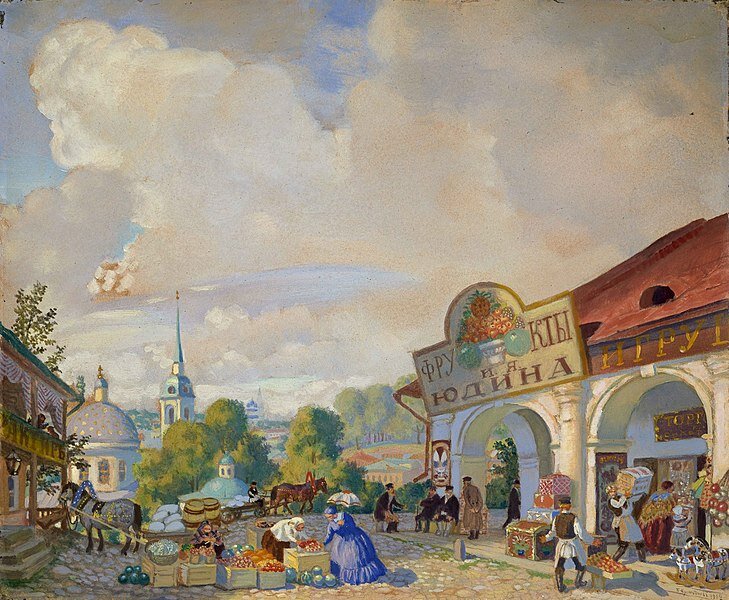 "Провинция", Кустодиев Борис Михайлович, картина (репродукция) (60х49 см / на подрамнике)