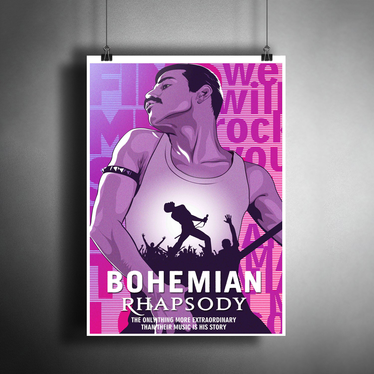 Постер плакат для интерьера "Богемская рапсодия. Рок-группа Queen. Фредди Меркьюри"/ A3 (297 x 420 мм)