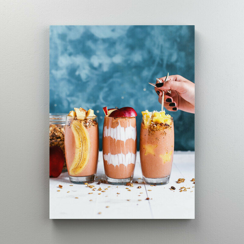 Интерьерная картина на холсте "Шоколадные коктейли" для кухни, кафе и ресторанов, размер 30x40 см
