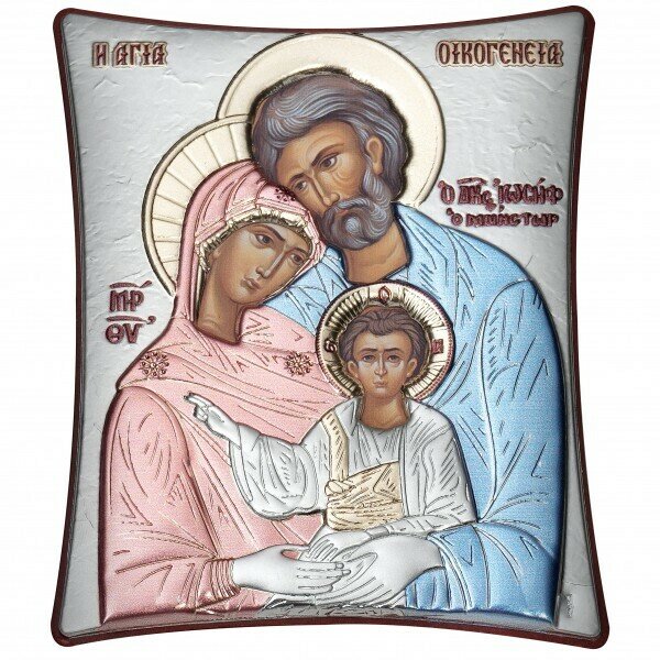 Икона "Святое Семейство", с серебрением, 7x5 см, Греция, Slevory, 104TBR6FWA