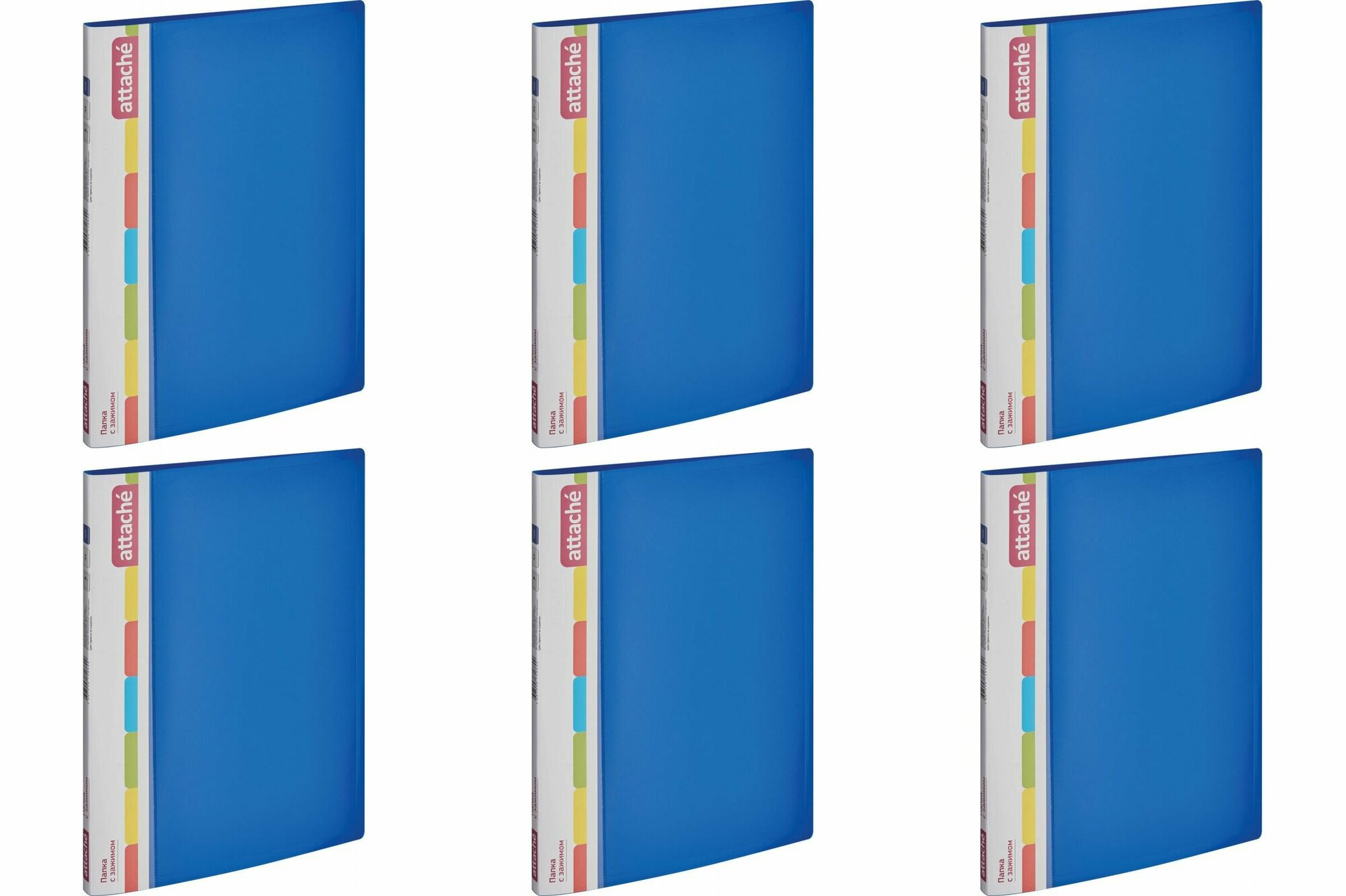 Папка с зажимом F611/07 17мм синяя, 6 шт