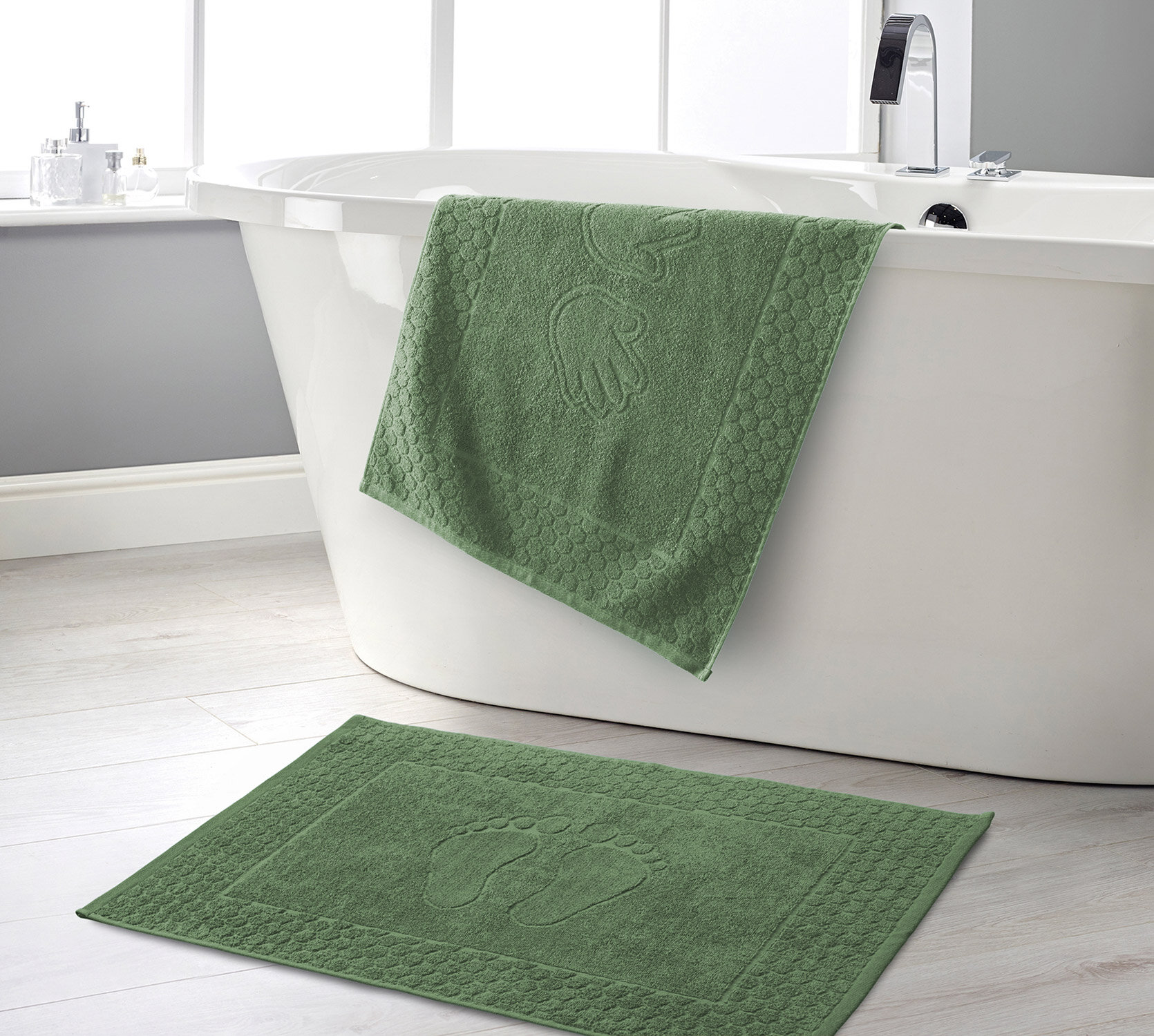 Полотенце махровое для рук и лица 50x70, Утро трава