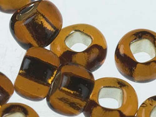 Бисер Preciosa 17110 Прозрачный темно-янтарный с серебряной линией (10/0) 2.3 мм, 5 г, цена за 2 уп.