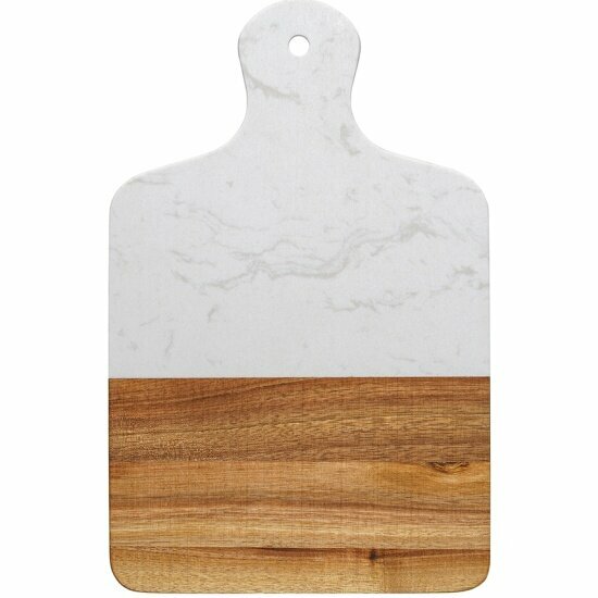 Доска сервировочная Liberty Jones Marm LJ000025, 21,5х33,5 см, белый мрамор/акация