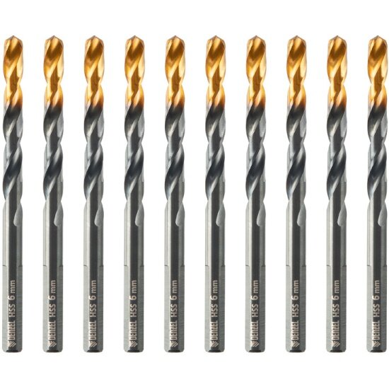 Сверло по металлу Denzel 6 мм, HSS-Tin, Golden Tip, 10 шт, , 717215