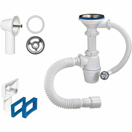 Сифон бутылочный Orio , 3 1/2" x 40 мм, с переливами и гофротрубой