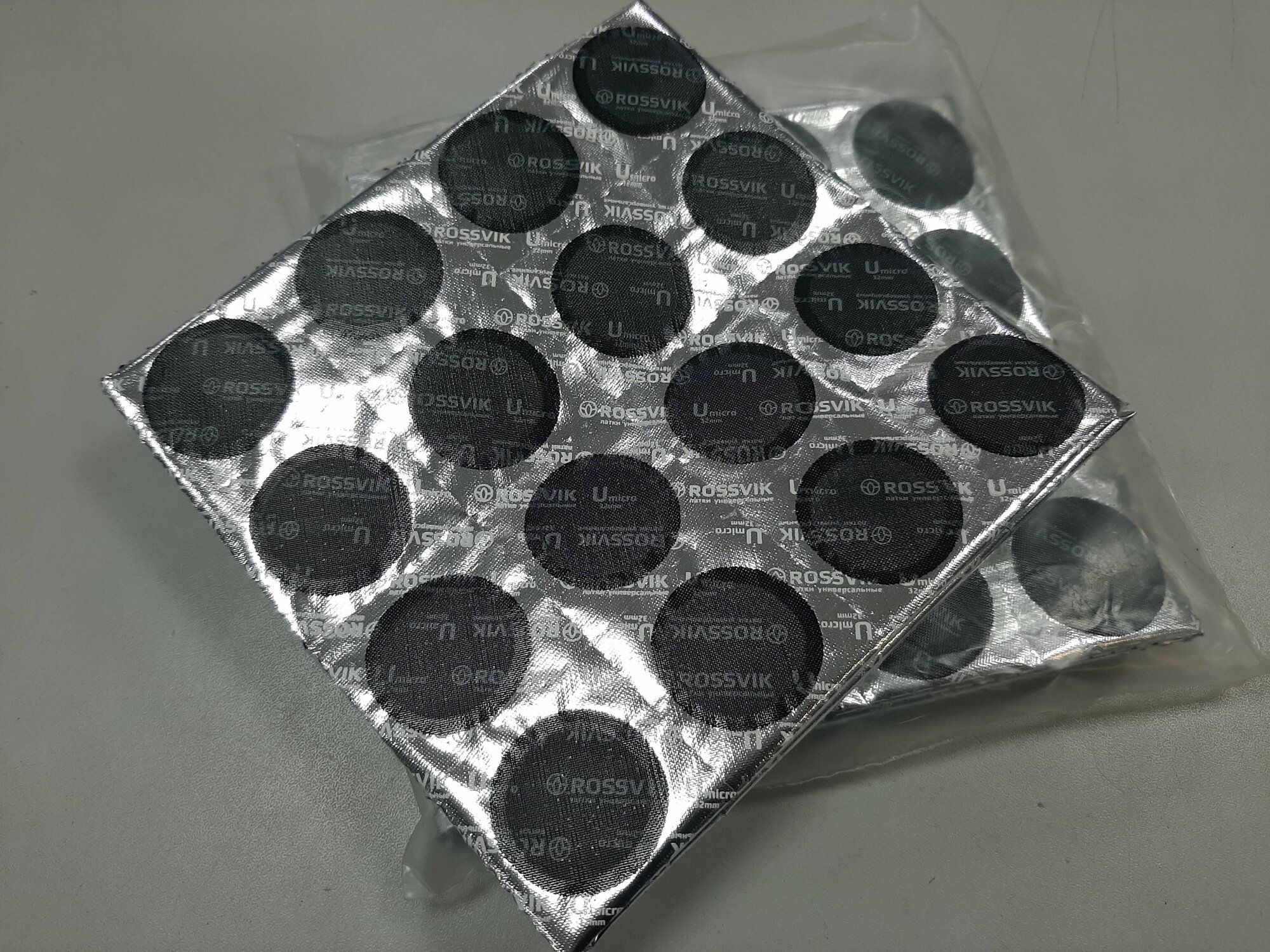 Латки шиноремонтные универсальные Umicro Rossvik, диаметр 32мм, 200 шт. пакет