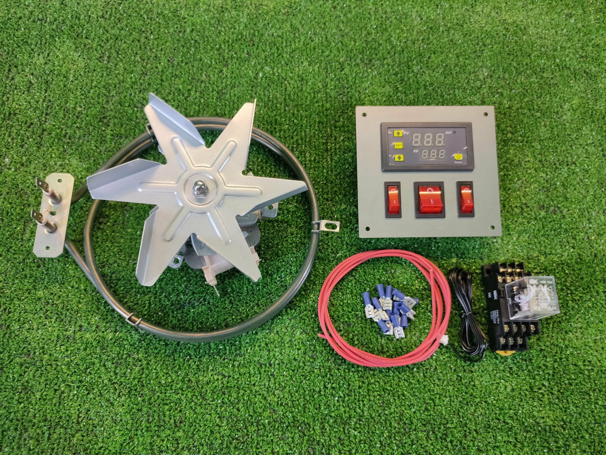 Набор конвекции коптильни №37. Панель, Вентилятор, терморегулятор, ТЭН 2кВт, реле 3кВт