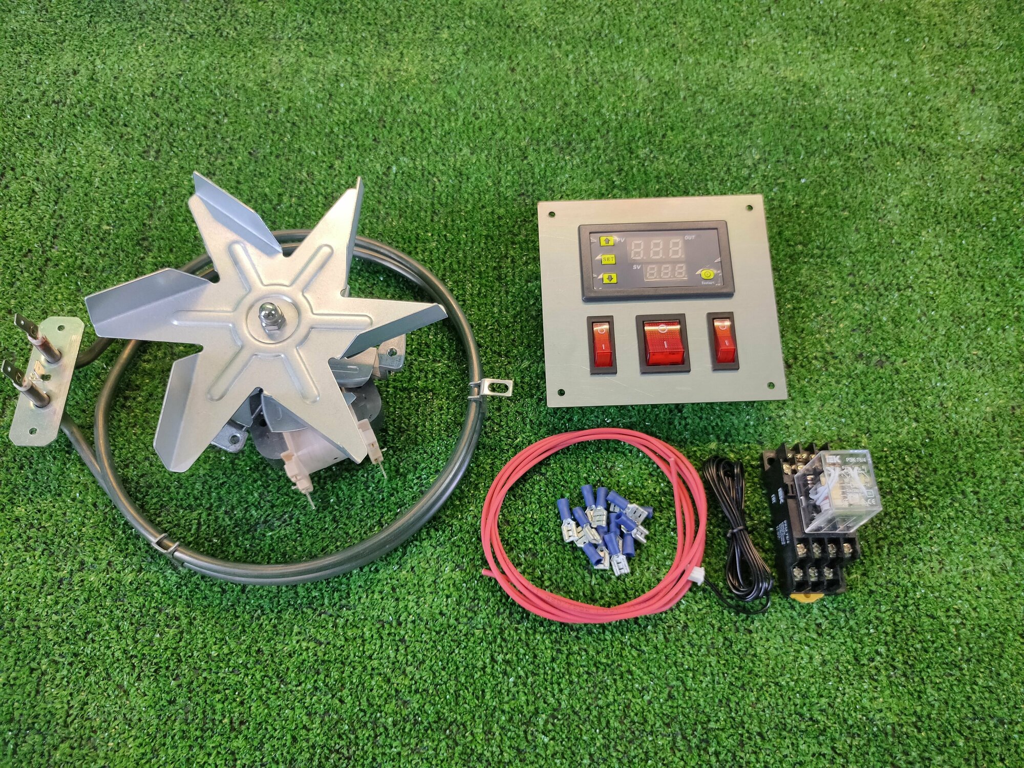 Набор конвекции коптильни №38. Панель, Вентилятор, терморегулятор, ТЭН 2.4кВт, реле 3кВт