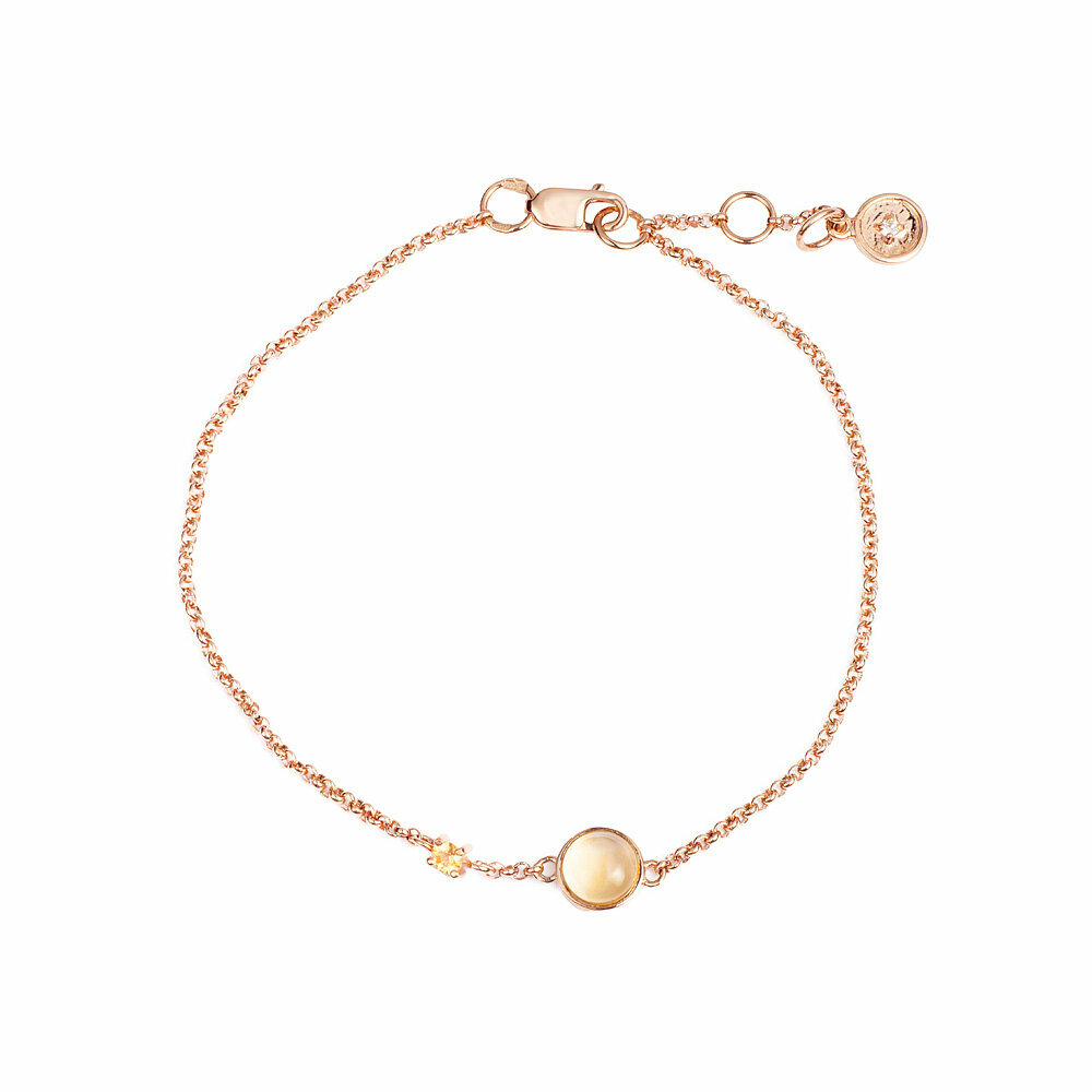 Браслет, красное золото, 585 проба, цитрин