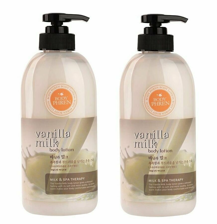 Welcos Kwailnara Лосьон для тела с ароматом ванили Body Phren Body Lotion, Vanilla Milk, 500 мл, 2 шт