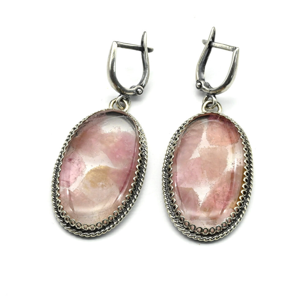 Серьги с подвесками, турмалин