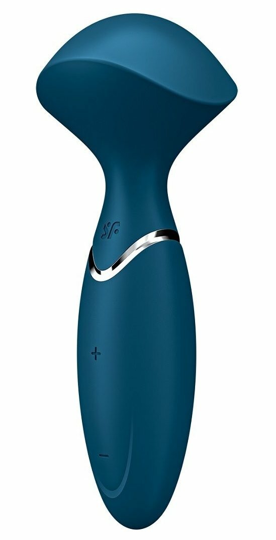 Синий вибромассажер Mini Wand-er 16 см Satisfyer