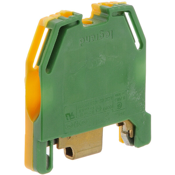 Клемма Legrand 39372 заземляющая винтовая 6мм2 ширина 8мм на DIN-рейку (4 шт. в комплекте)