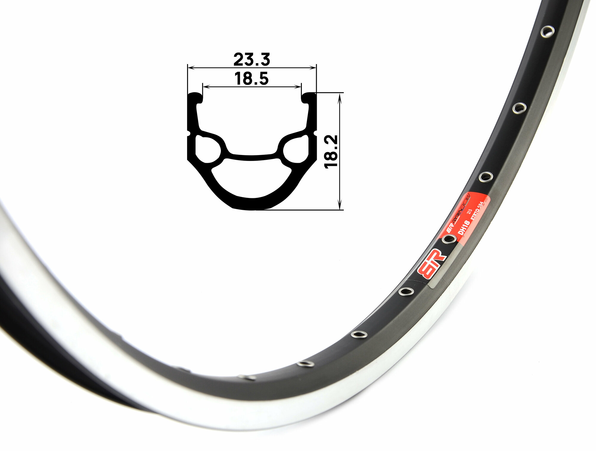 Обод Rainbow DH-18, 27.5" (584х19С), двойной, под V-break тормоза, 32 отверстия, черный