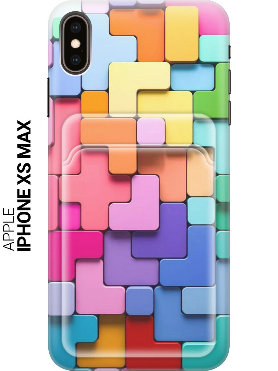 Силиконовый чехол на Apple iPhone XS Max / Эпл Айфон Икс Эс Макс с рисунком "Паттерн из блоков" с карманом