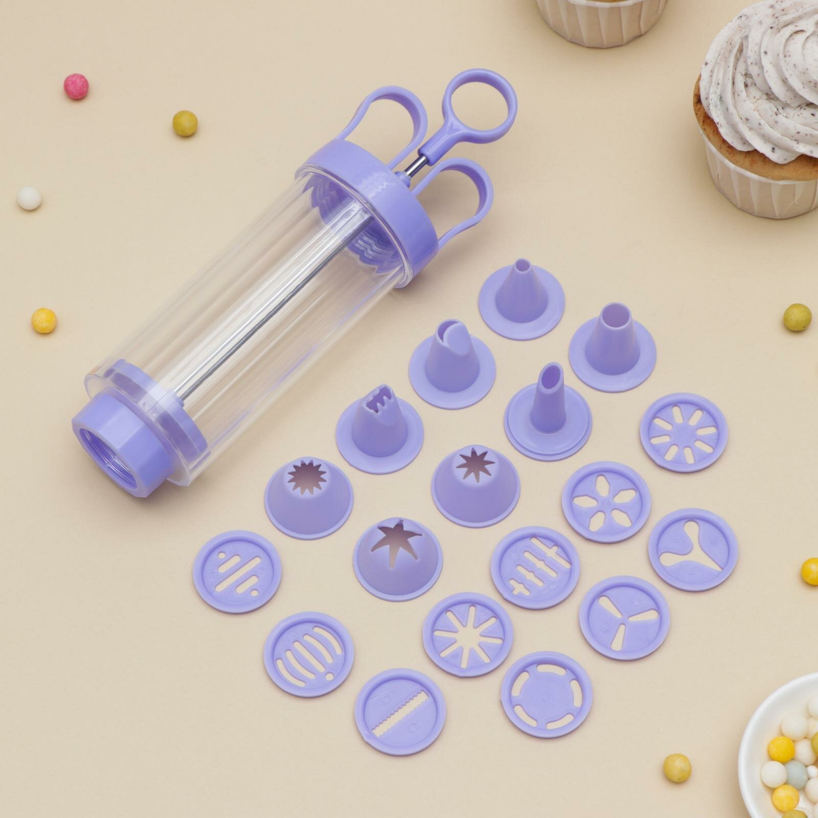 Шприц кондитерский Доляна, 18 насадок, 23×6,5×6 см, 2675707