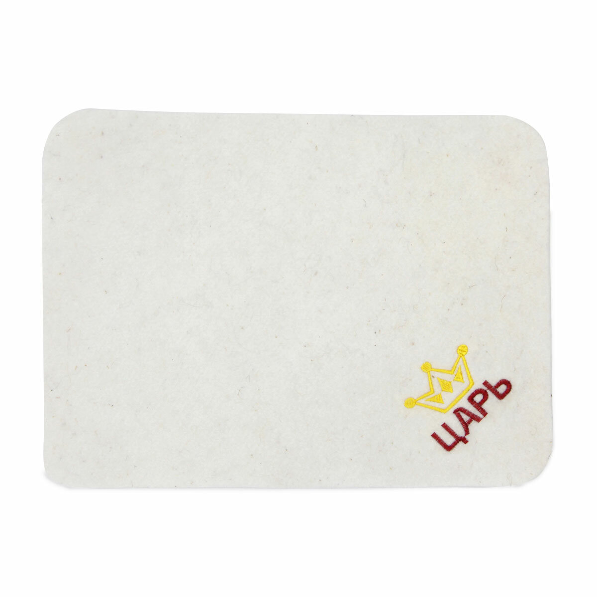 Коврик для бани БаняМания "Царь", войлок, вышивка, 31.5х42.5 см, белый