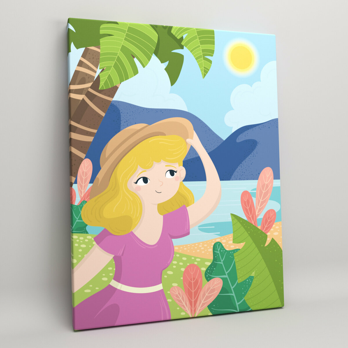 Картина на холсте (интерьерный постер) "Времена года - Лето", с деревянным подрамником, размер 45x60 см