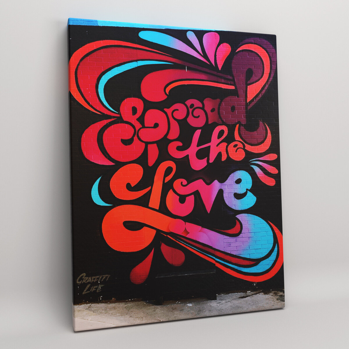 Картина на холсте (интерьерный постер) "Граффити на стене" с деревянным подрамником, размер 30х40 см