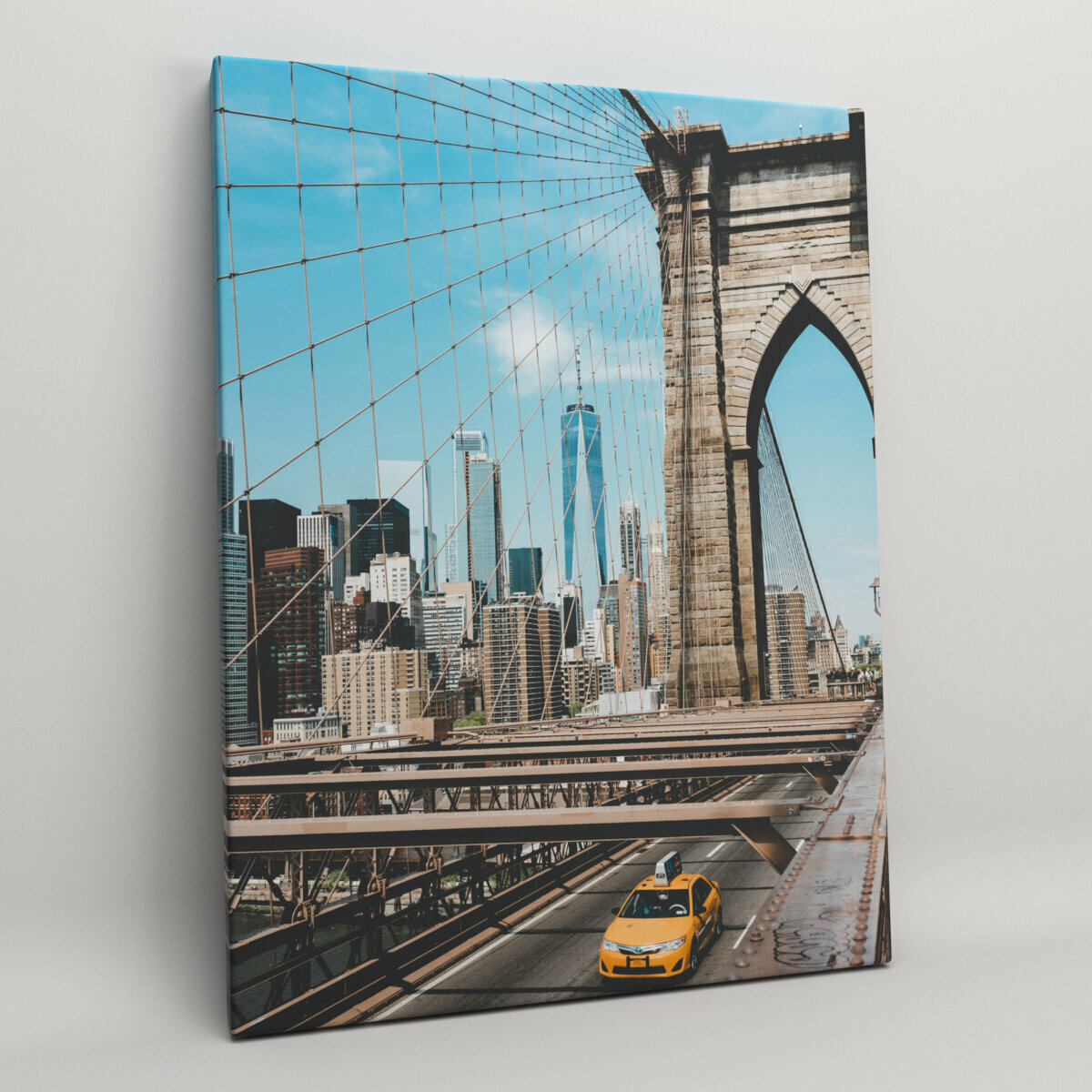 Картина на холсте (интерьерный постер) "Бруклинский мост Нью Йорк", с деревянным подрамником, размер 30x40 см