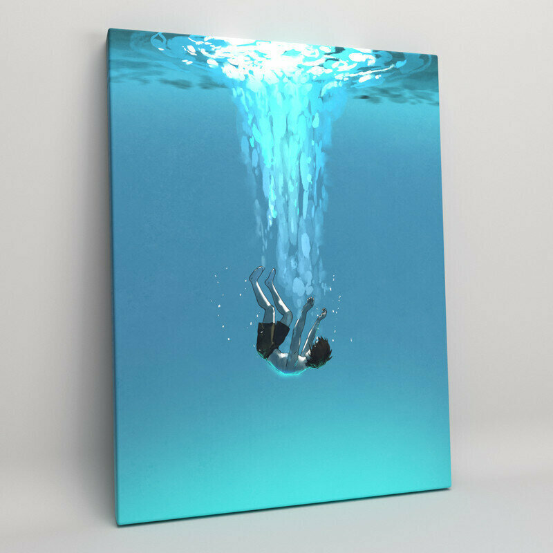 Картина на холсте (интерьерный постер) "В омут с головой", с деревянным подрамником, размер 45x60 см