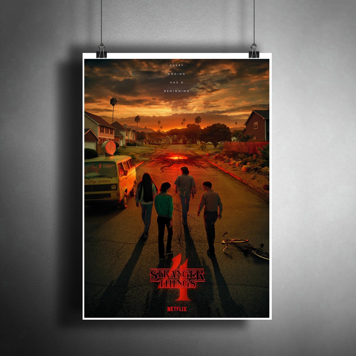Постер плакат для интерьера "Сериал: Очень странные дела 4. Stranger Things. Сезон 4" / Декор дома, офиса, комнаты, квартиры A3 (297 x 420 мм)