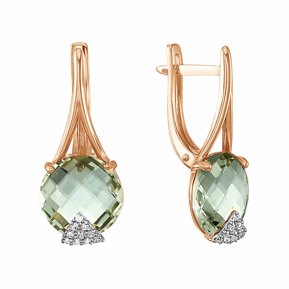 Серьги, красное золото, 585 проба, аметист