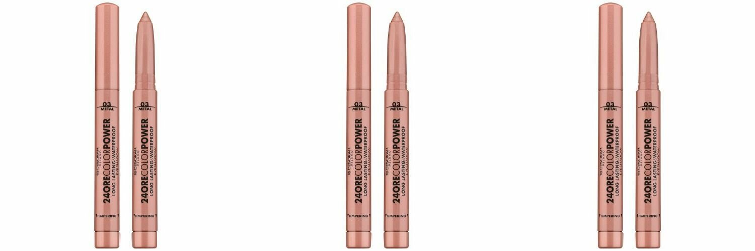 Deborah Milano Тени карандаш стойкие 24Ore Color Power Eyeshadow, тон 03 розово-бронзовый, 1.4 г, 3 шт