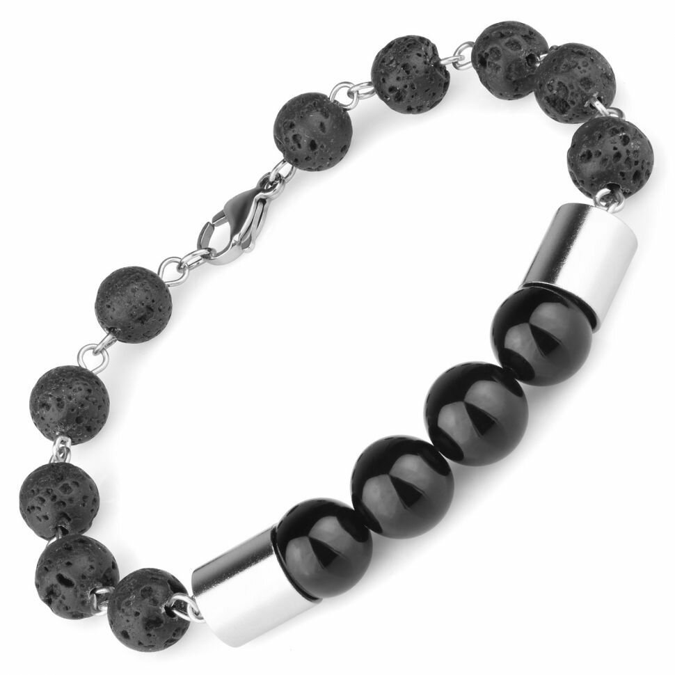 Браслет, агат, вулканическая лава