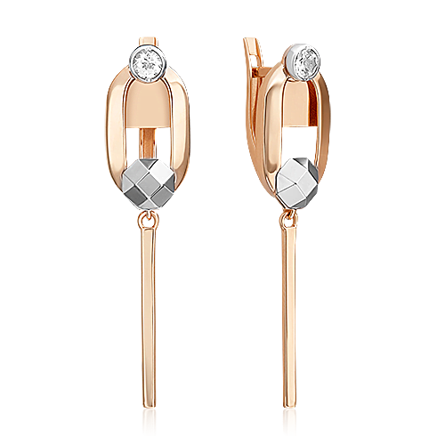 Серьги, золото, 585 проба, топаз