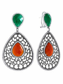 Серьги, серебро, 925 проба, агат, циркон