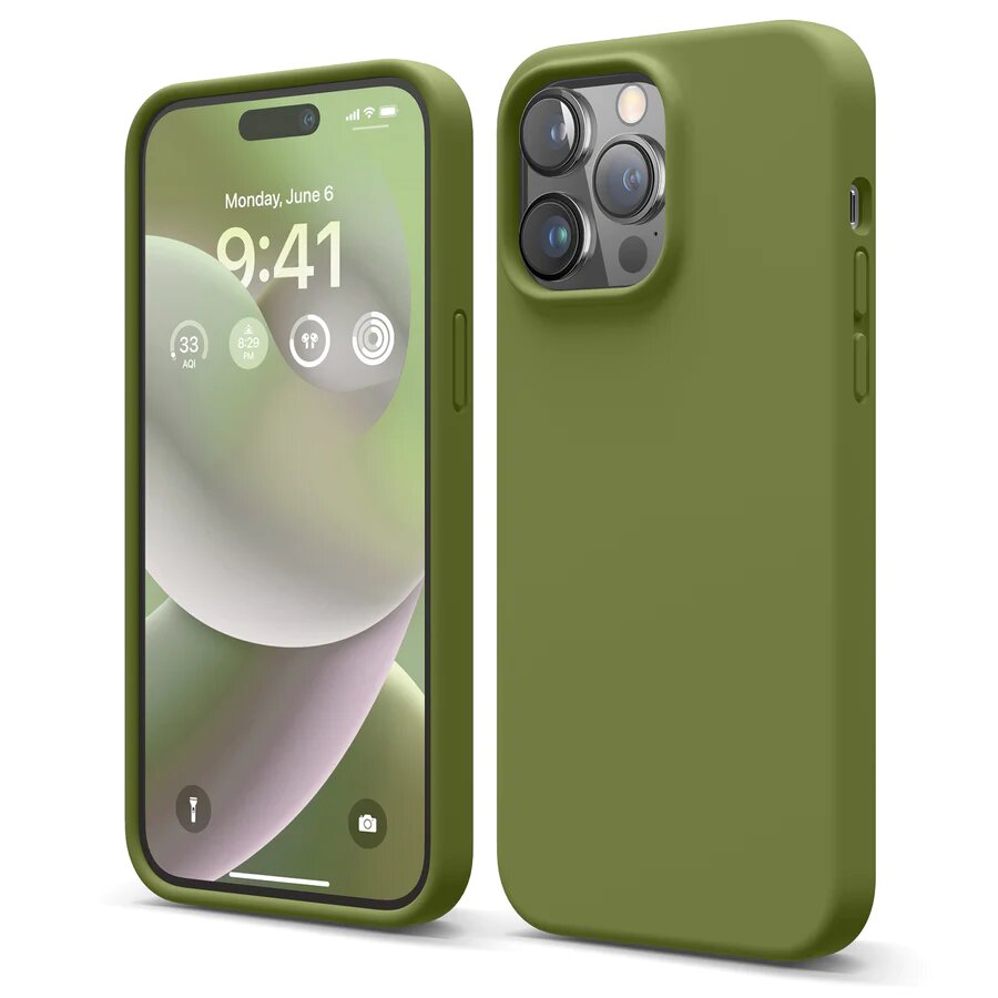 Elago для iPhone 14 Pro Max чехол Soft silicone (Liquid) Cedar Green