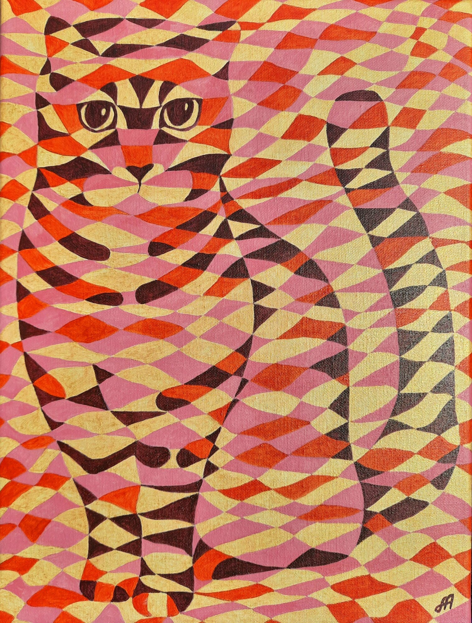 Картина на холсте "Теплый кот". Холст на подрамнике 30х40см. Авторская ручная работа