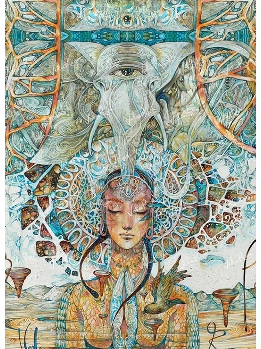 Картина-медитация на ткани с бамбуковыми палочками, габардин