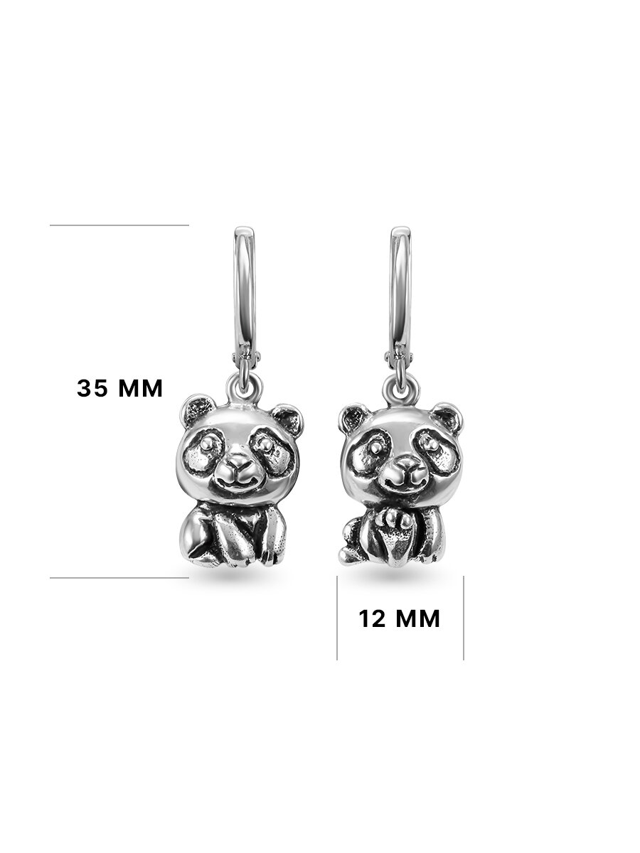 Серьги с подвесками SILVER24, серебро, 925 проба, чернение, длина 3.5 см — фото 1